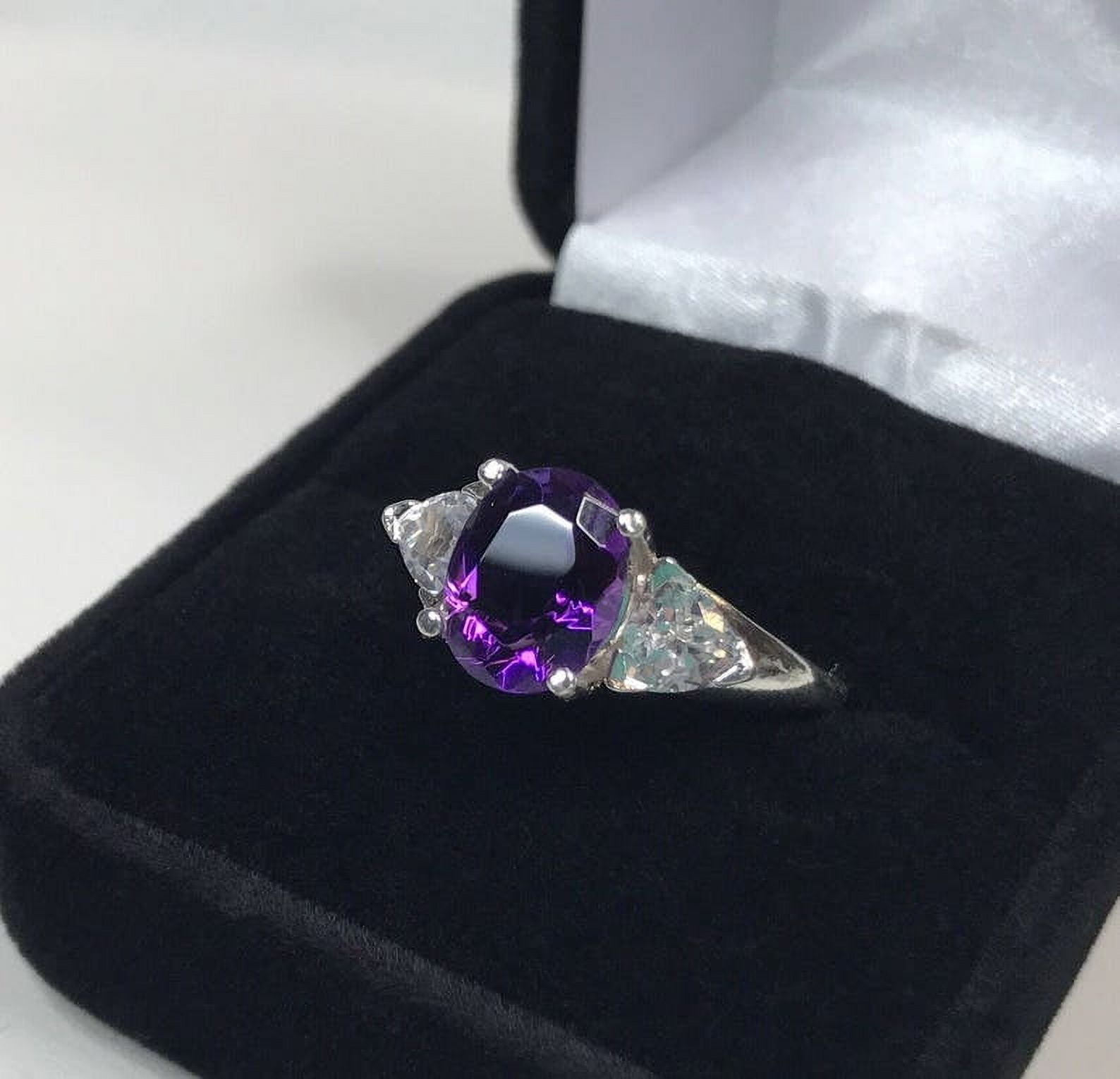 4ctw Royal Purple Amethyst & White Sapphire Sterling Silver Ring ...