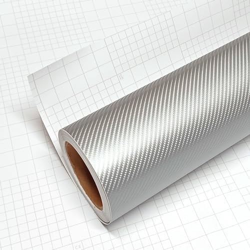 4d silver carbon fiber vinyl wrap sticker with air release bubble free ...