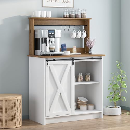 4ever2buy Farmhouse Coffee Bar Cabinet with Storage, Kitchen Buffet ...