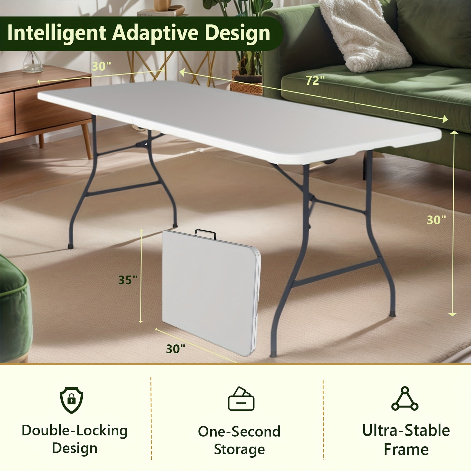 4ft/6ft/ Foldable Outdoor Dining & Utility Table - Multi-Purpose Desk ...