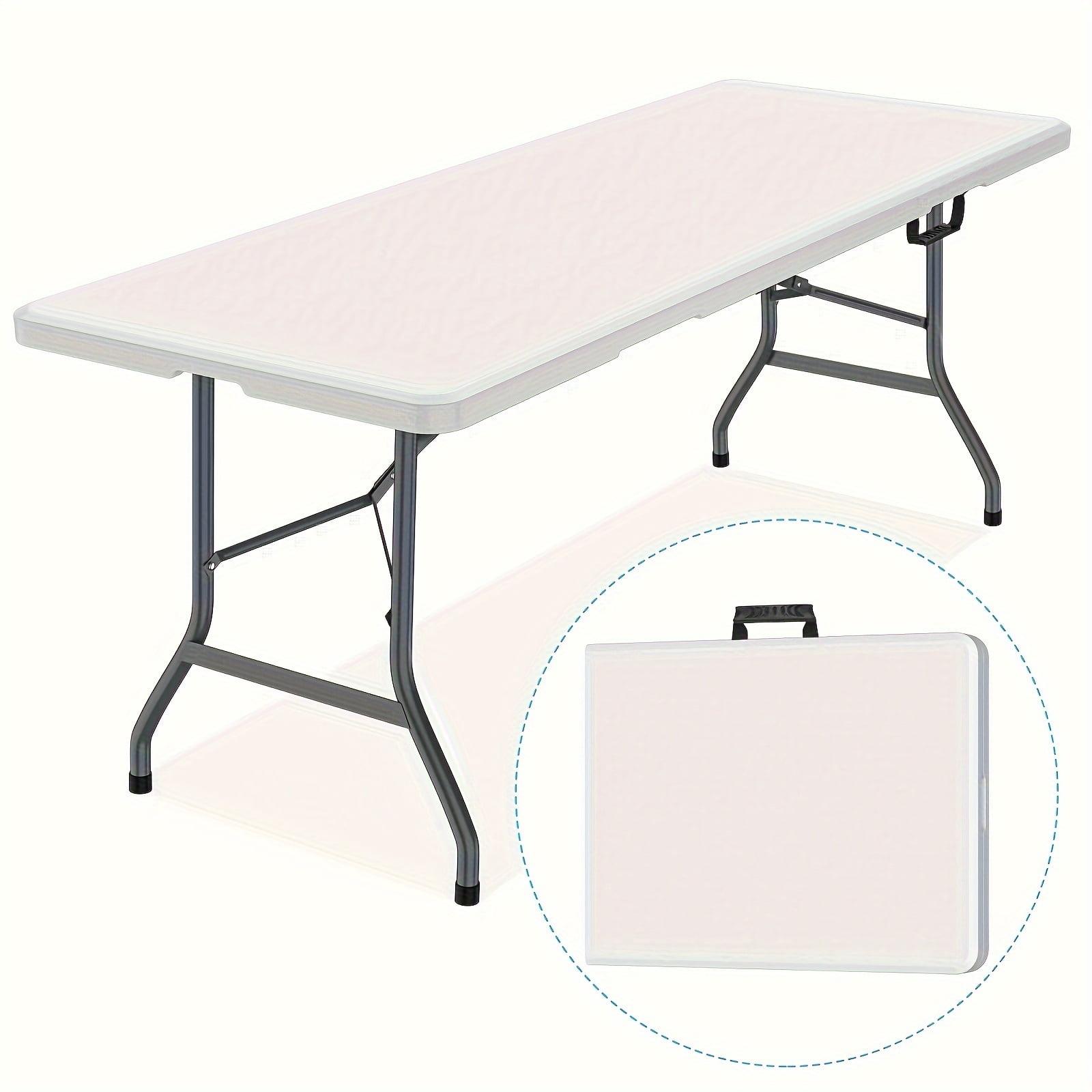 4ft/6ft Heavy Duty Folding Table with Carrying Handle - Portable ...