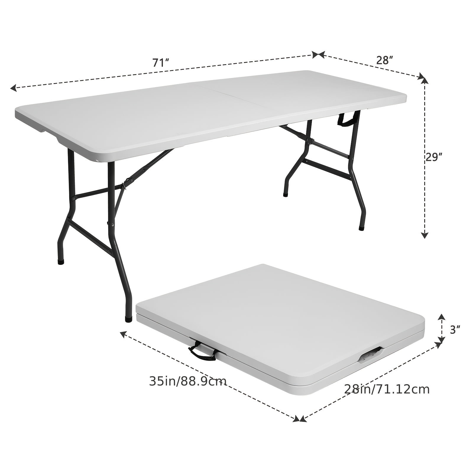 4ft/6ft Plastic folding Table, Portable Dining Table Indoor Outdoor ...