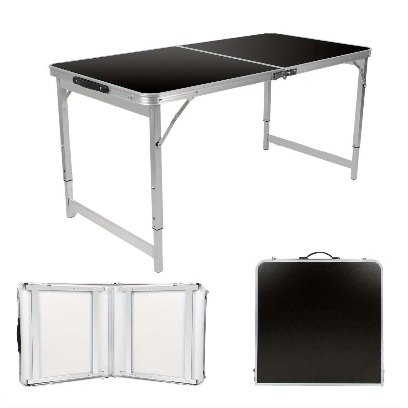 4ft/6ft RV Picnic Table, Fold-in-Half Design with Curved Legs, Space ...
