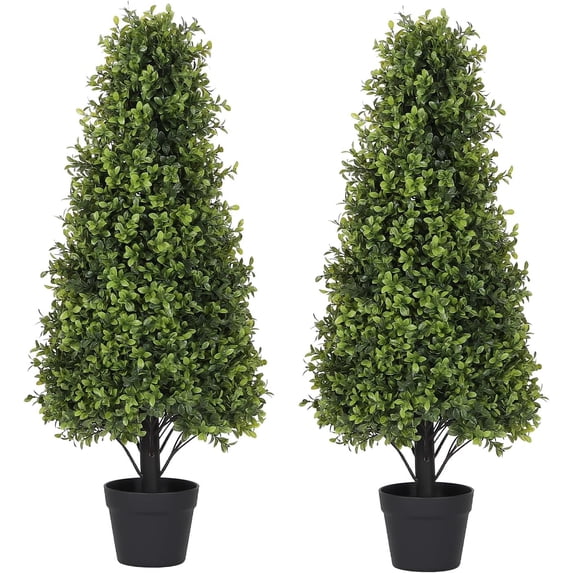 4ft Artificial Boxwood Topiary Trees (Set of 2) - Outdoor Realistic ...