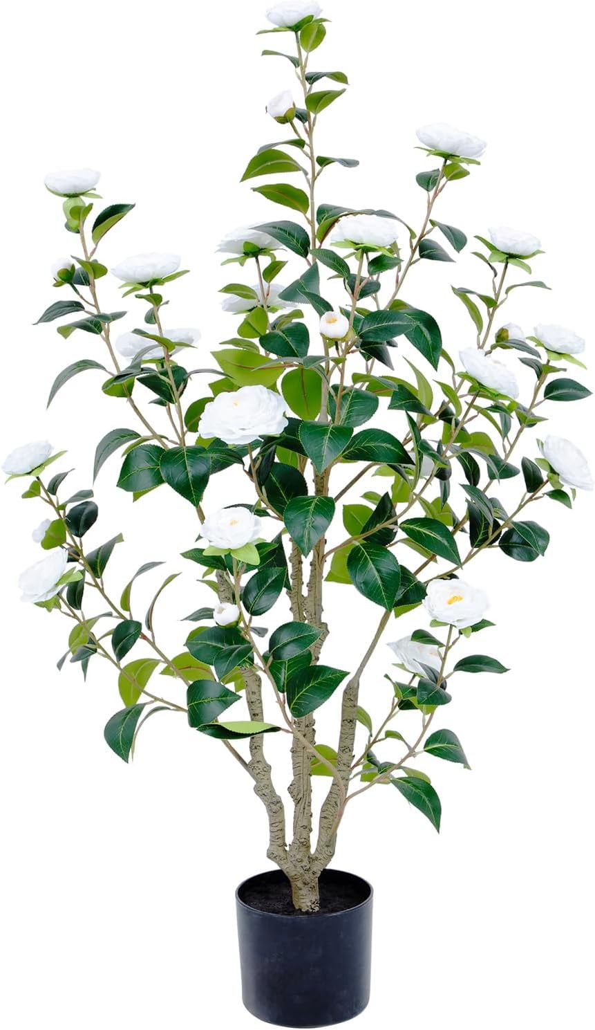 4ft Artificial Camellia Tree with Realistic Trunks and Branches, 48in ...