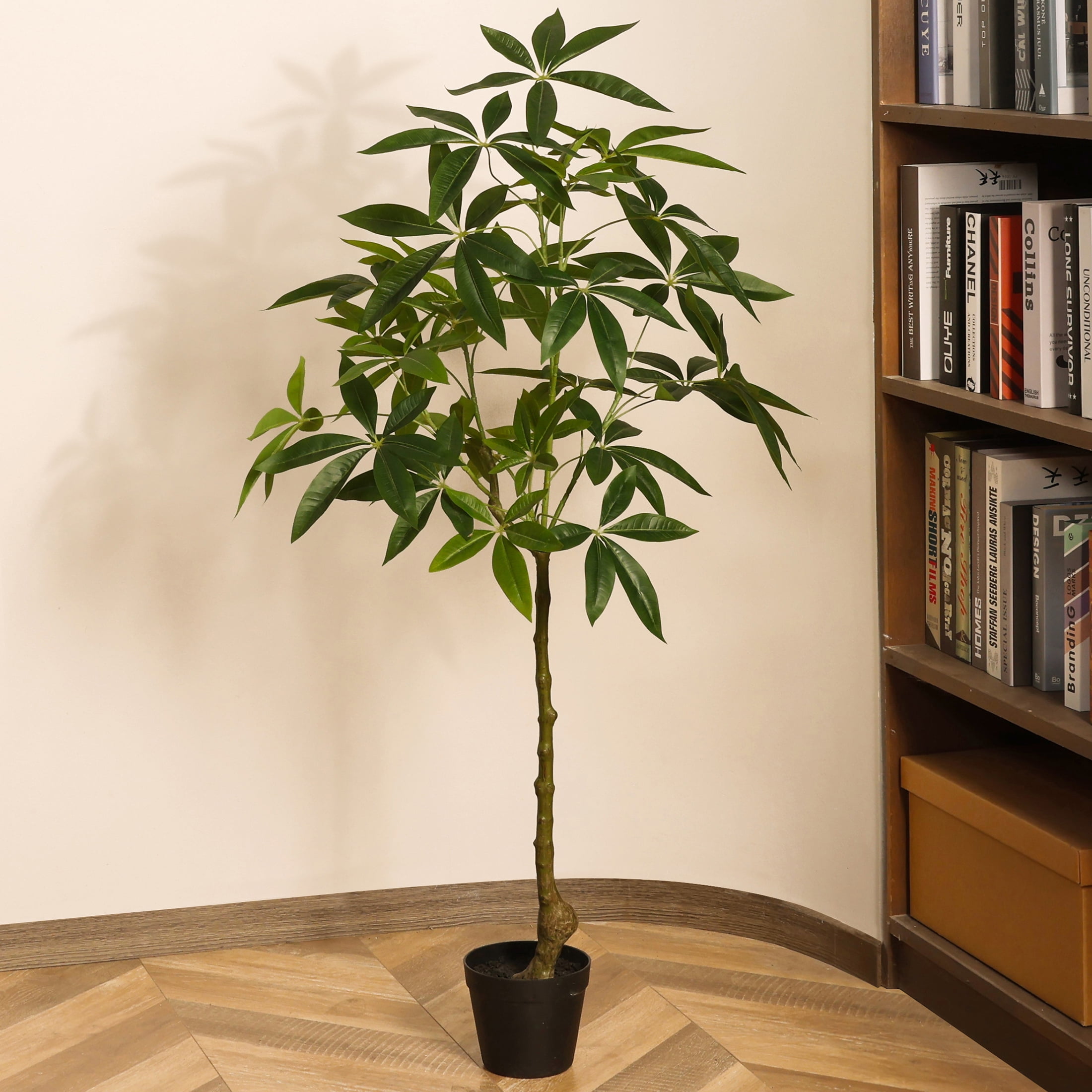 4ft Artificial Money Tree, Faux Pachira Aquatica Plant in Black Pot ...
