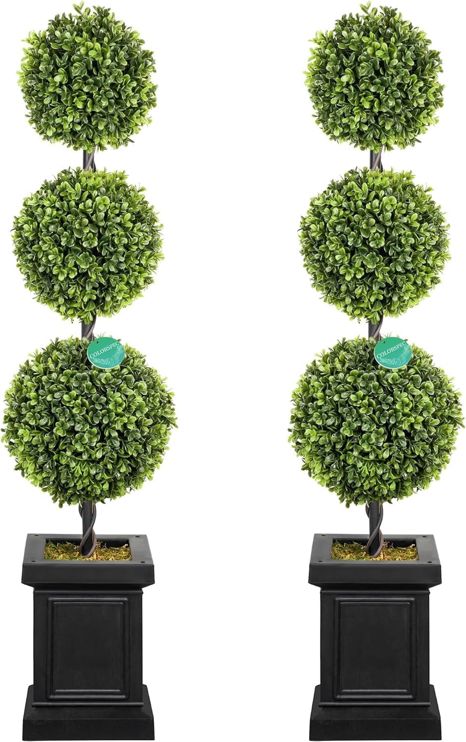 4ft Boxwood Topiary Tree Set of 2, Outdoor Porch Tree, All-Year Green Boxwood Plants Topiary ...