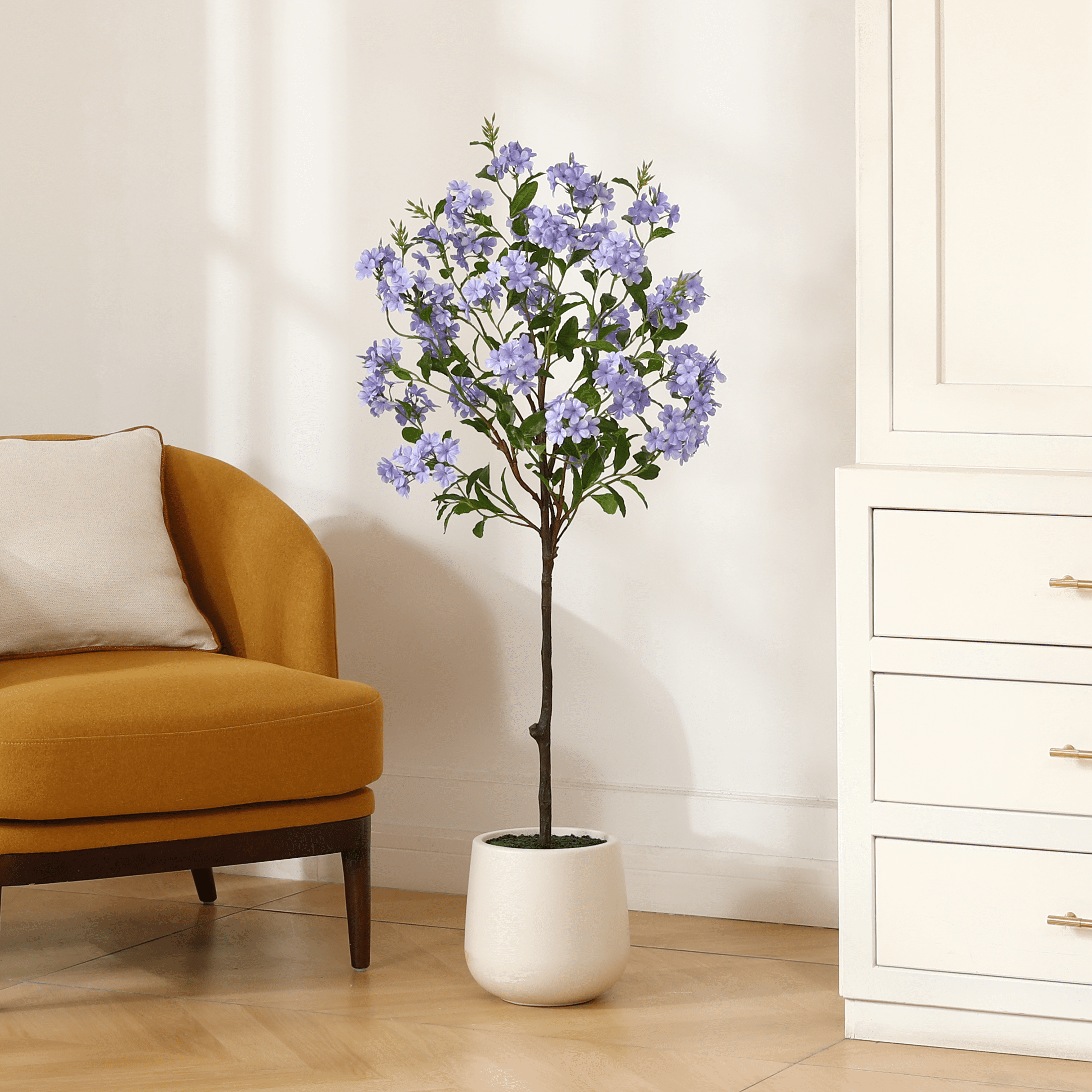 4ft Disassembled Blue Snowflake Tree with Oval White Pot - Artificial ...