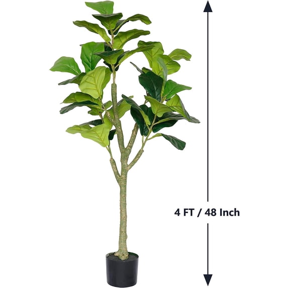 4ft Fiddle Leaf Fig Artificial Tree, Fake Ficus Lyrata Tree, Real Touch ...