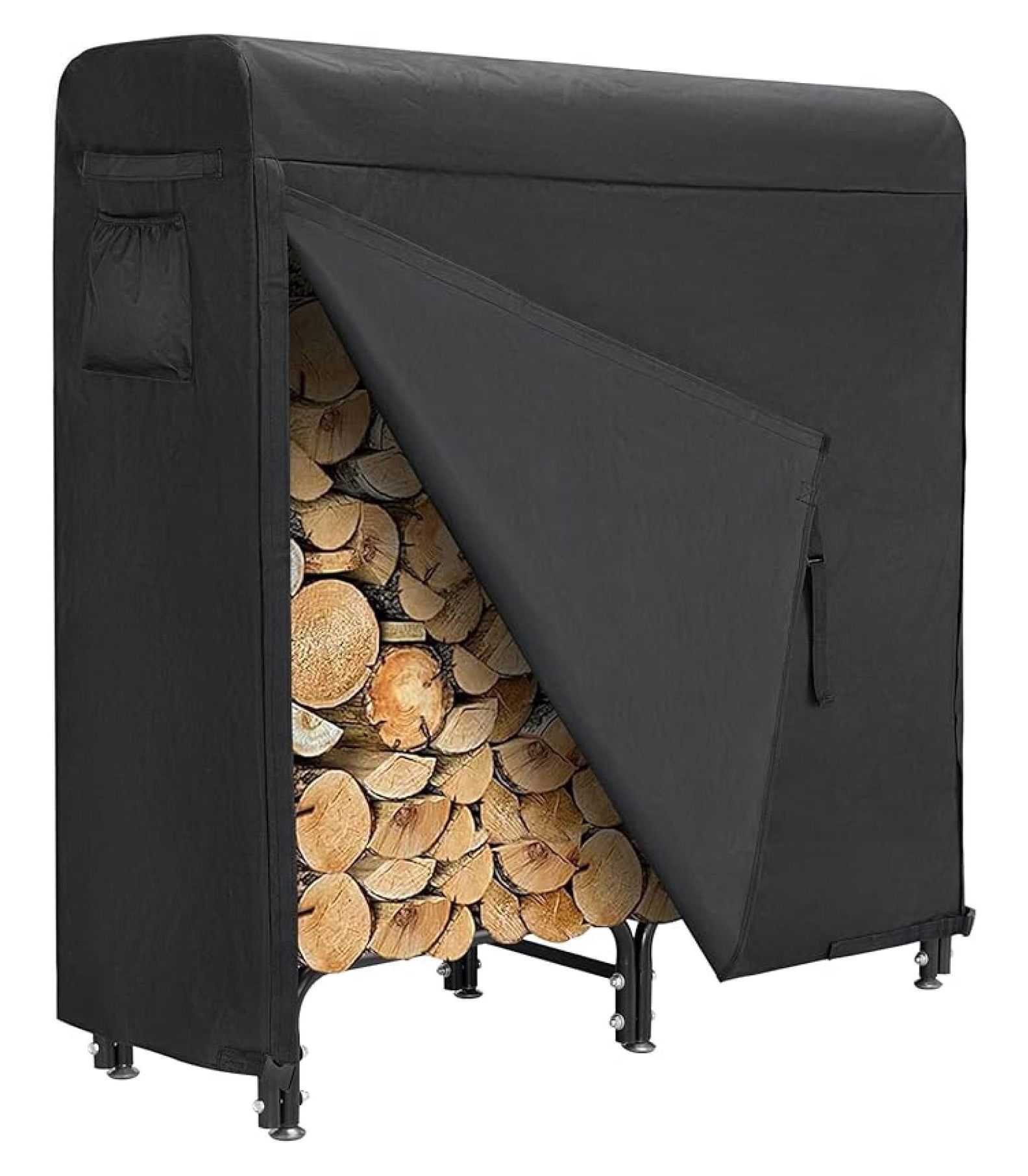4ft Firewood Rack Outdoor with Cover Heavy Duty Fire Wood Holders ...