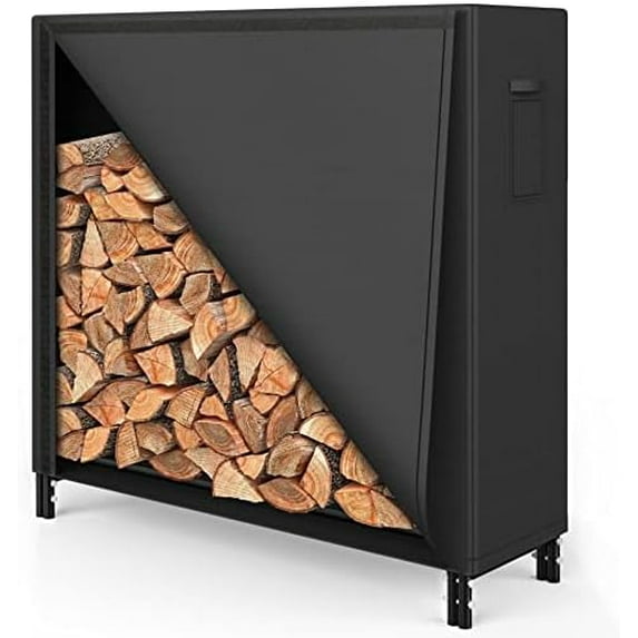 4ft Firewood Rack Outdoor with Oxford Fabric Cover Set, Weather ...