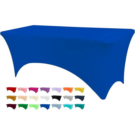 4ft Fitted Table Cover, Royal Blue Spandex Stretch Tablecloth, Washable ...