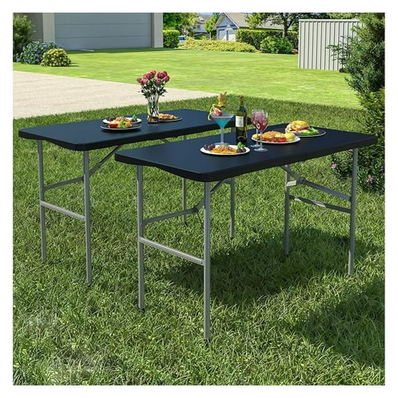 4ft Foldable Table 2 Pack, Plastic Folding Tables with Lock, Portable ...