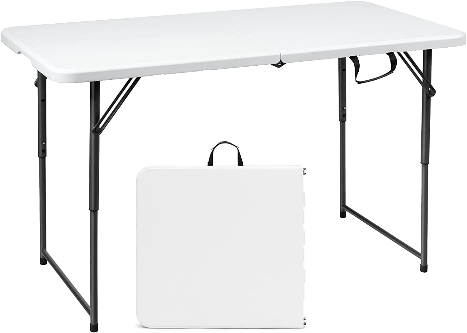 4ft Folding Table, 48 x 24 Inch Indoor Outdoor Foldable Plastic Folding ...