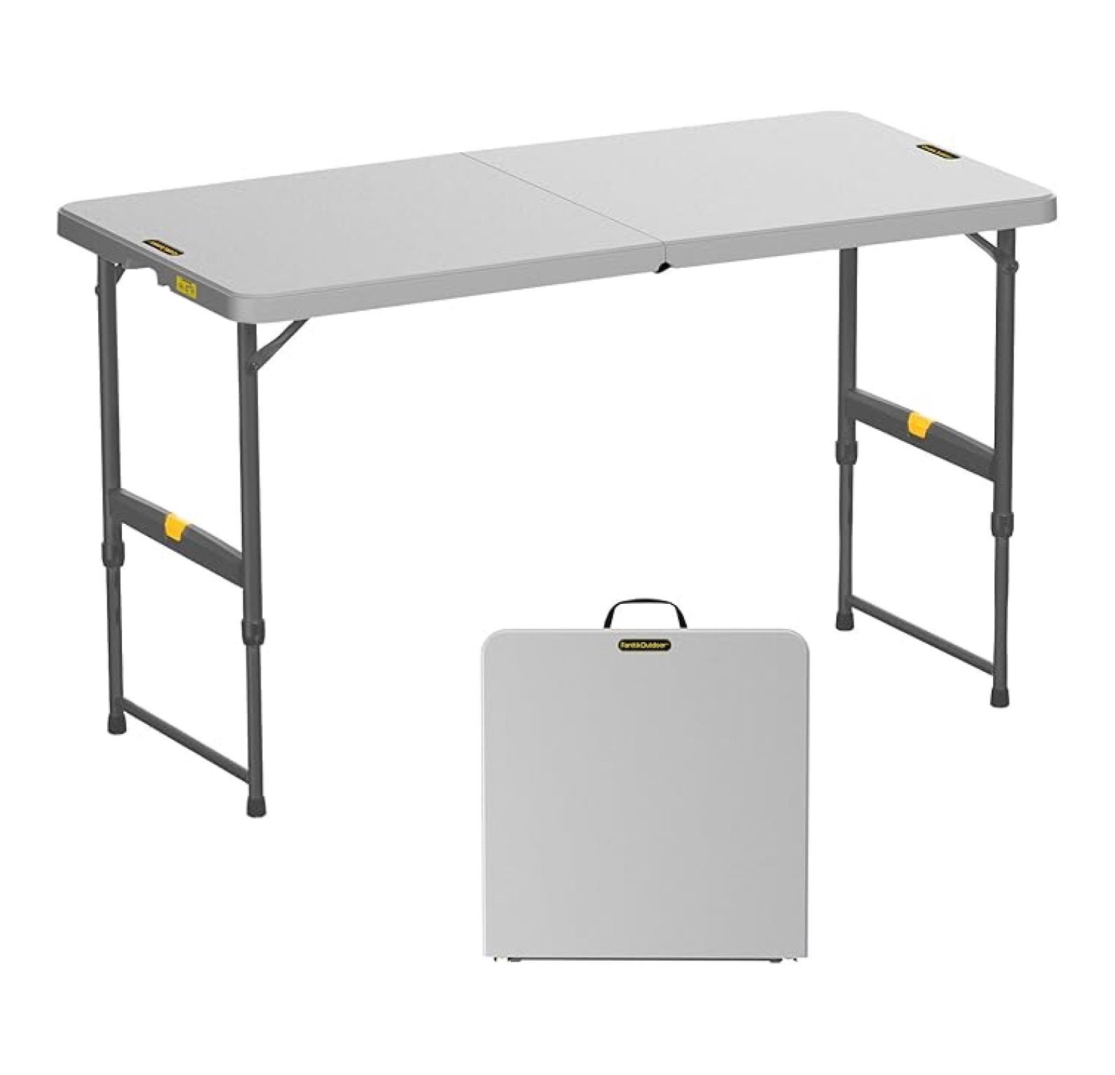 4ft Folding Table - Height Adjustable, Portable Utility Table - One ...