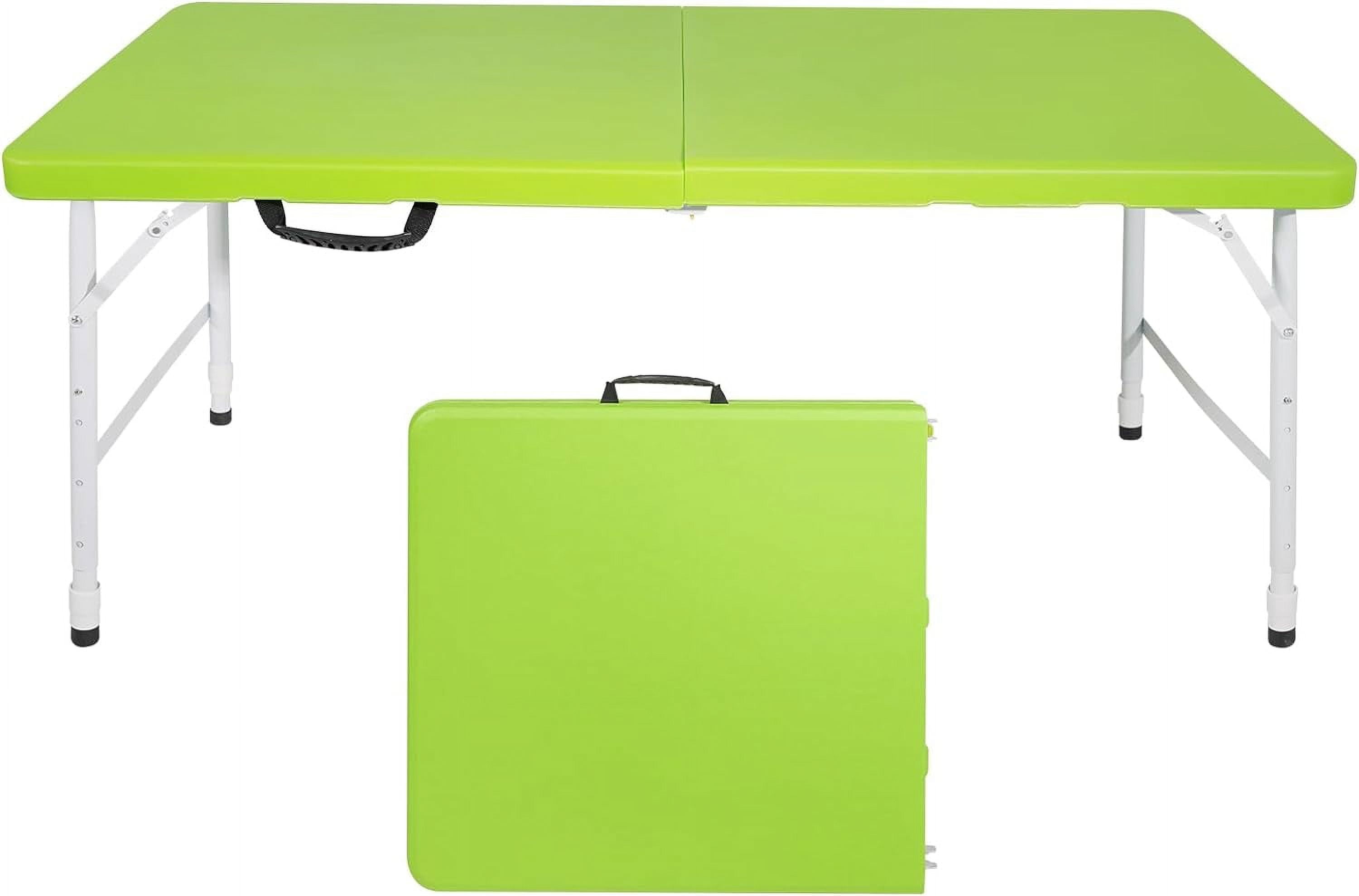 4ft Folding Table Portable Heavy Duty Plastic Fold-in-Half Utility ...