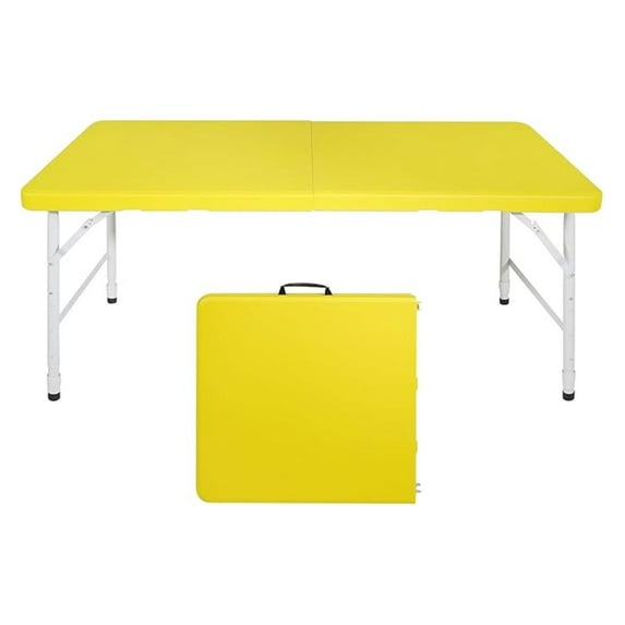 4ft Folding Table Portable Heavy Duty Plastic Fold-in-Half Utility ...