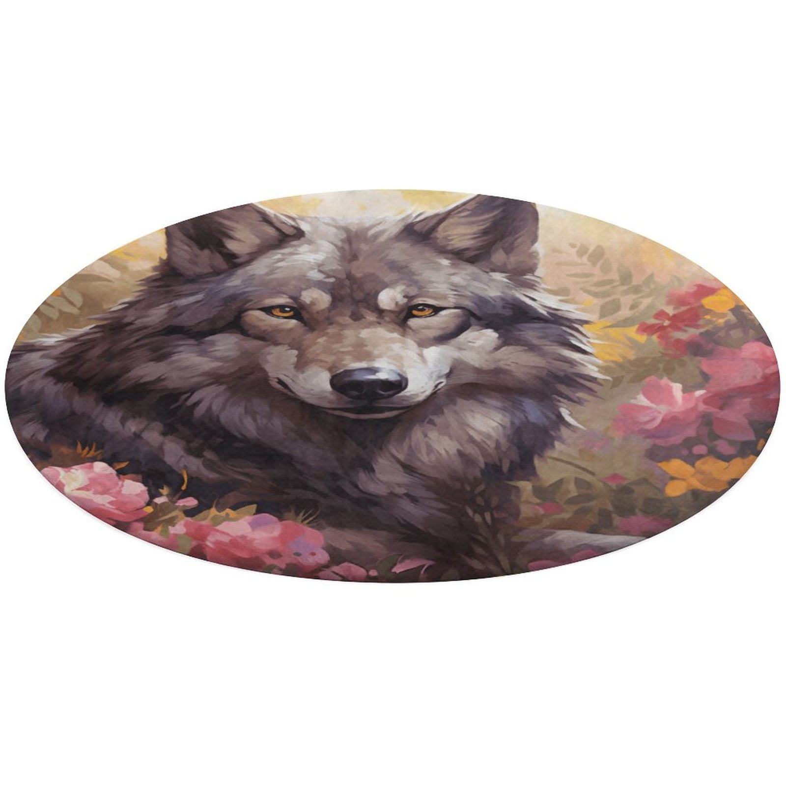 4ft Funny Glasses Wolf Washable Circular Carpet And Anti Slip Carpet ...