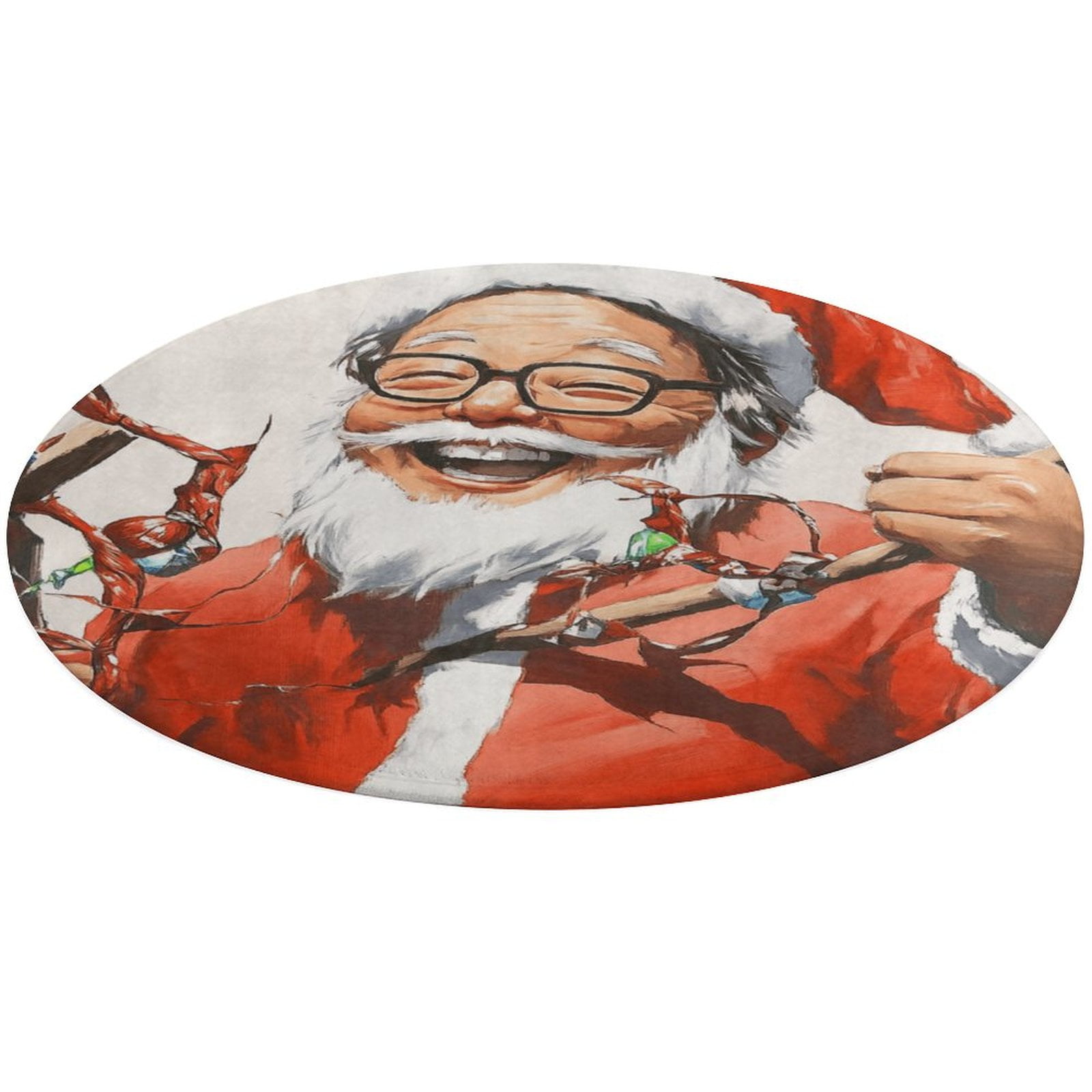 4ft Funny Santa Claus Christmas Ultra-Thin Washable Round Rug - Non ...