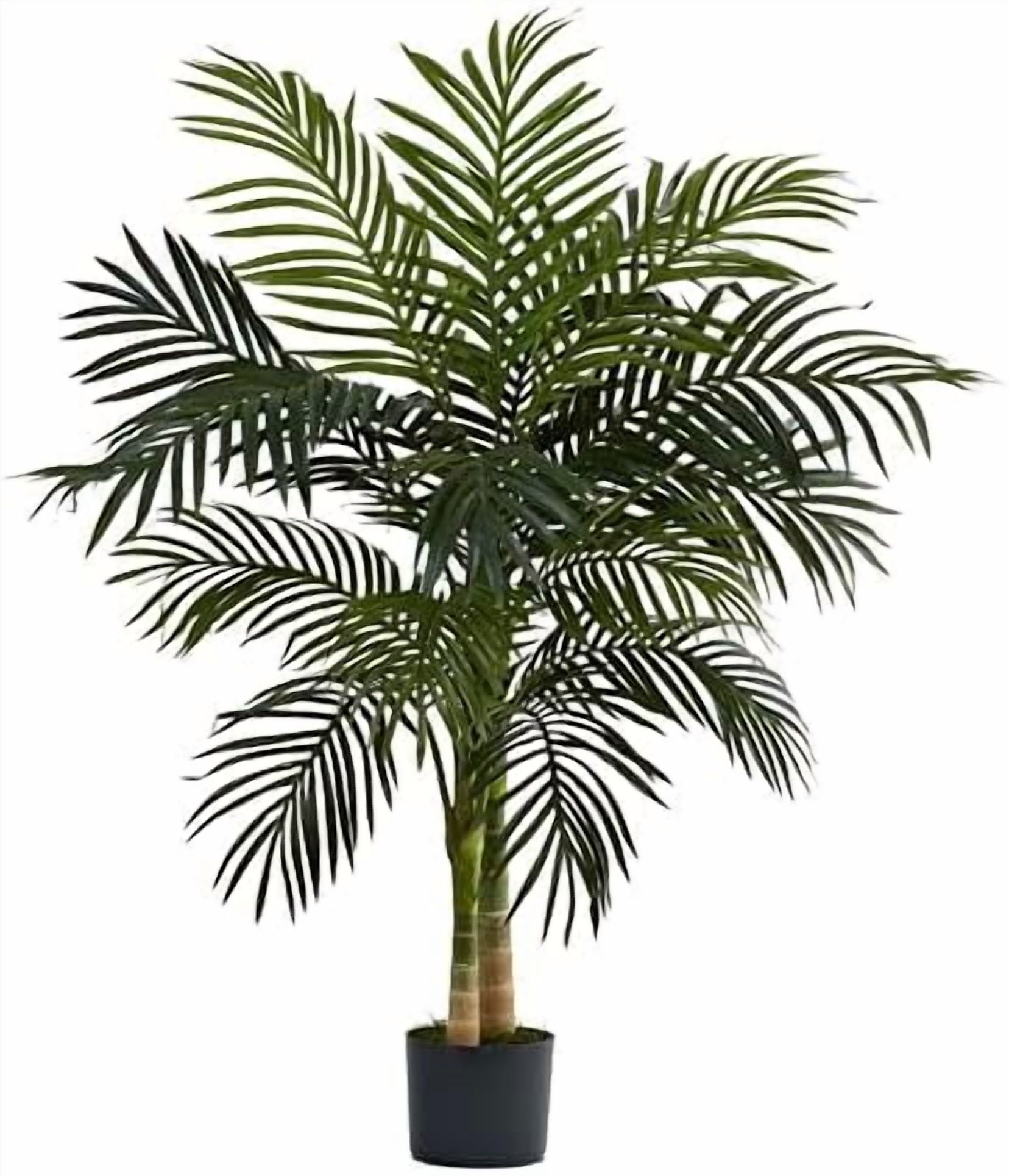 4ft Golden Cane Palm Double Stalk Artificial Tree with Lush Realistic ...