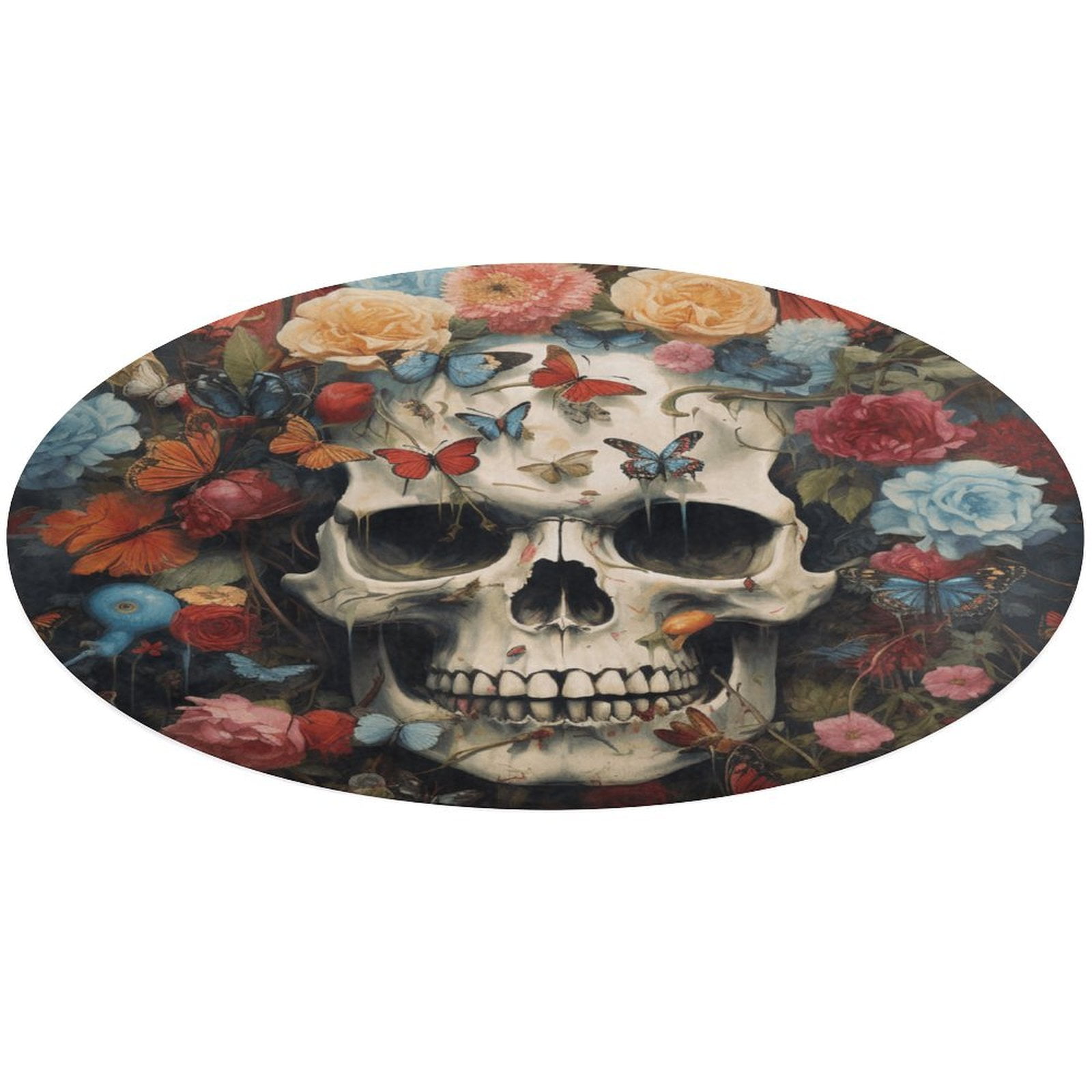 4ft Gothic Skull Lover Ultra-Thin Washable Round Rug - Non Slip Non ...