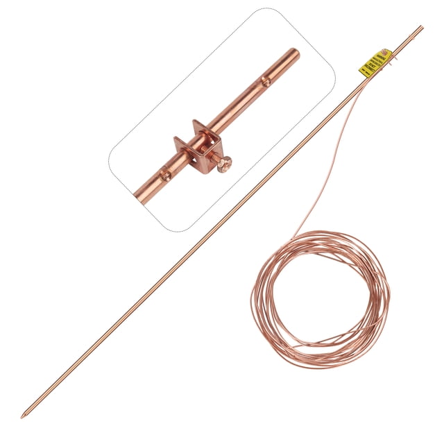 4ft Ground Rod with Attached Wire Clamp Per ASTM E8/E8M | Copper Clad ...