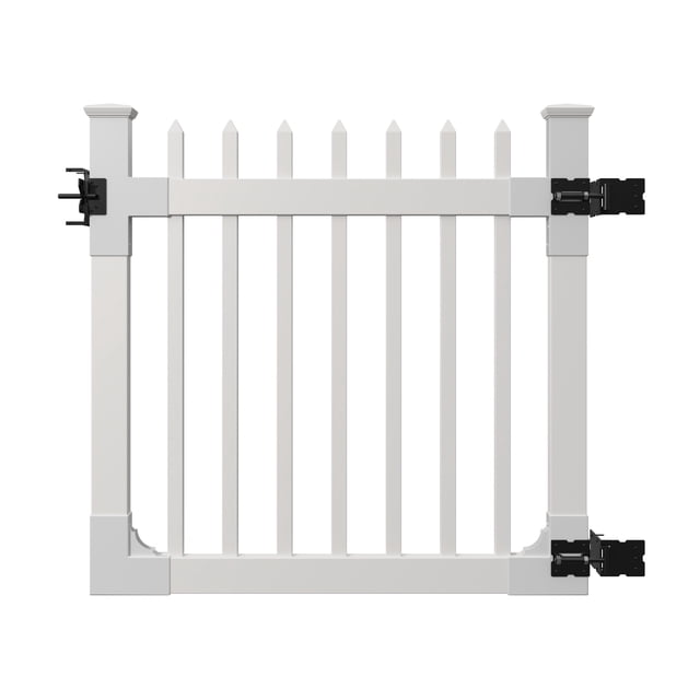 4ft H x 4ft W (1 Gate) No Dig WamBam Nantucket Gate Kit, White Vinyl ...