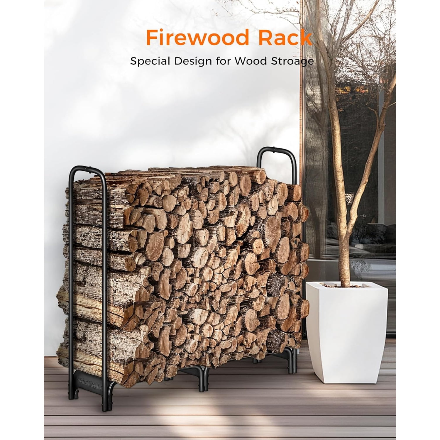 4ft Heavy Duty Fire Wood Storage Racks for Indoor Outdoor，Metal Log ...