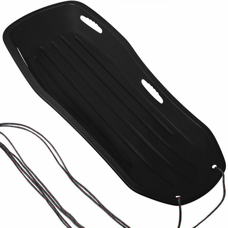 4ft Heavy Duty Snow Sled Holds Up to 300lbs, Black Plastic Toboggan ...