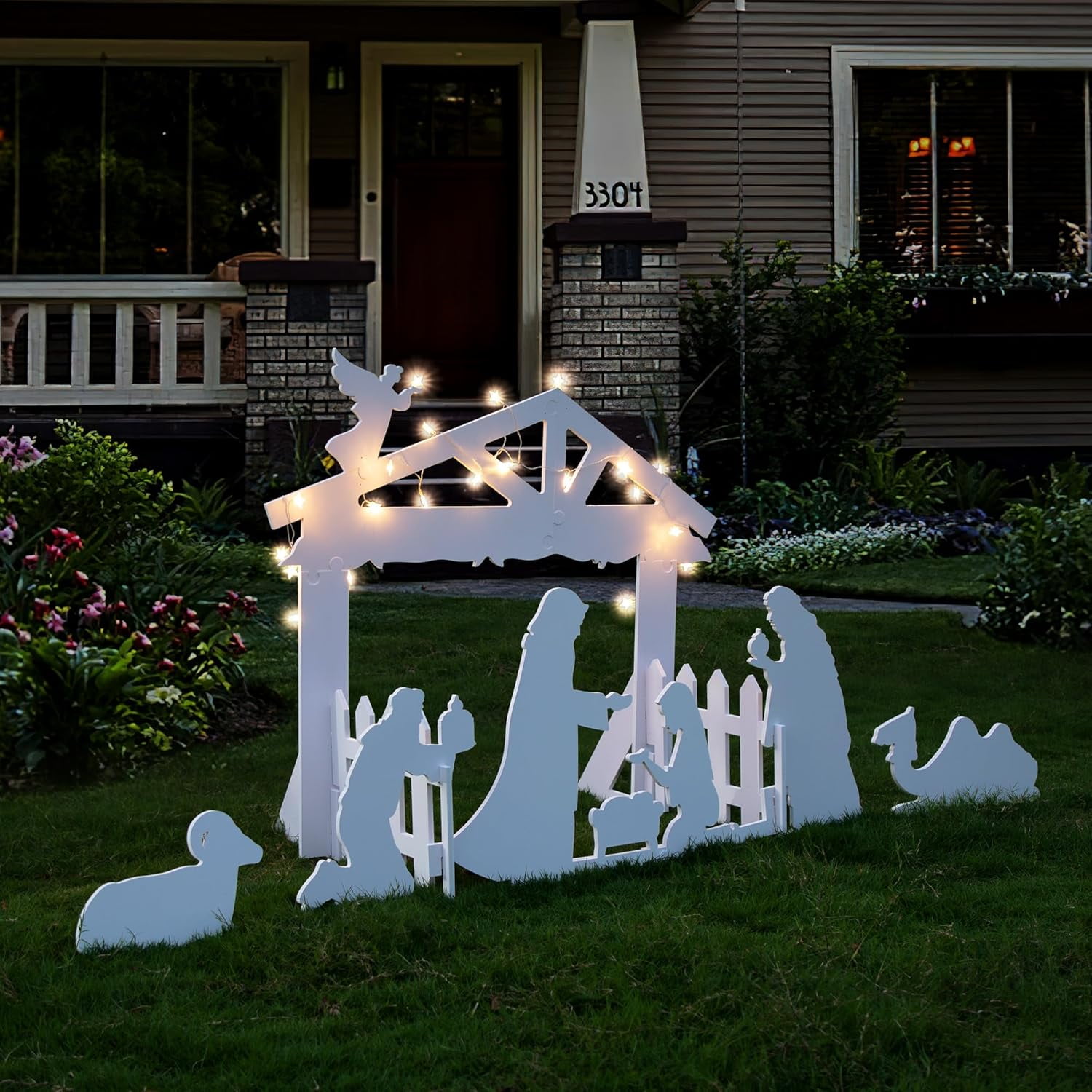 4ft Large Outdoor Nativity Scene with Light, 8PC Weather-Resistant ...