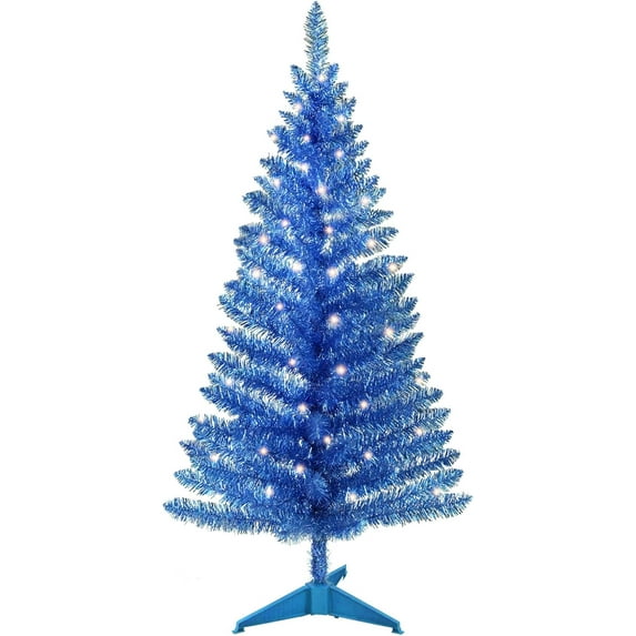 4ft Lighted Artificial Black Christmas Tree, Not Pre-lit Black Tinsel ...