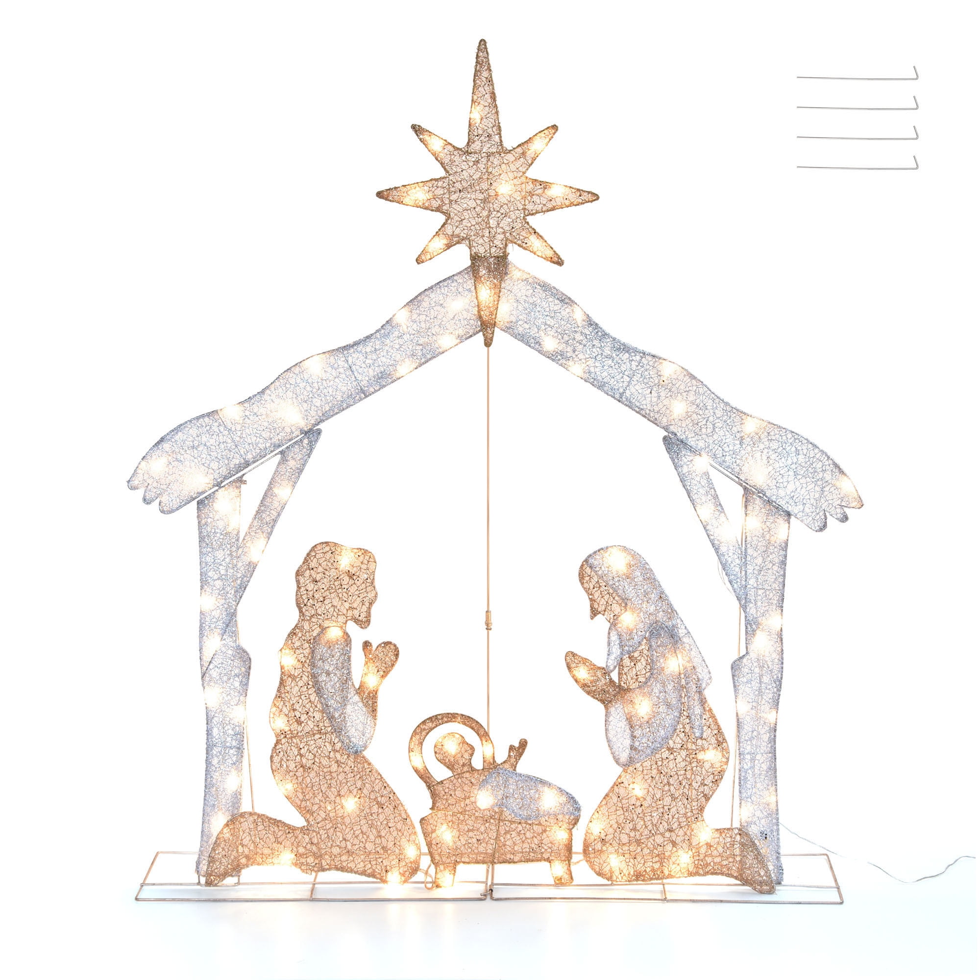 4ft Lighted Outdoor Nativity Scene, Christmas Holy Family Yard ...
