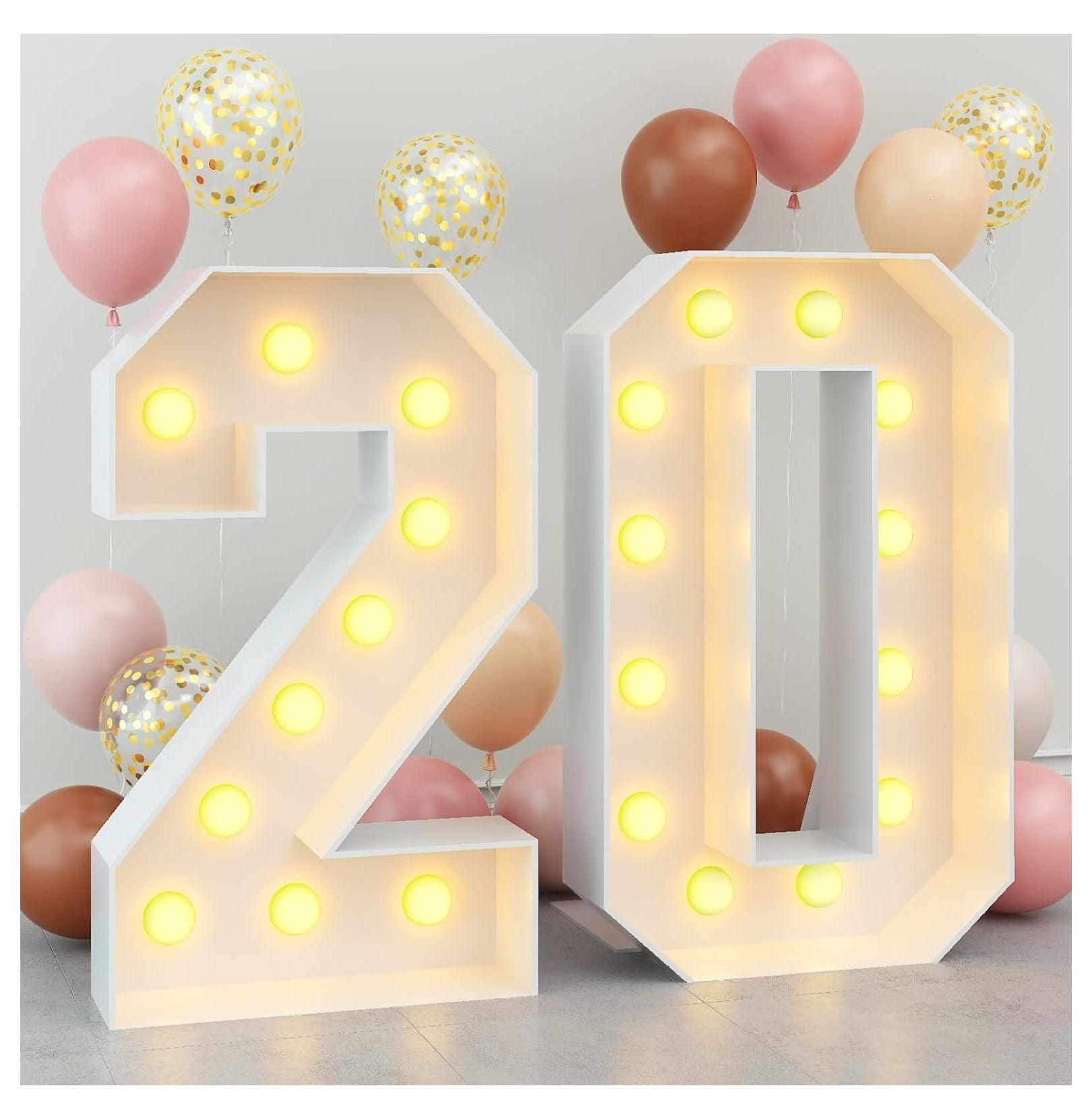 4ft Marquee Light up Numbers 20 Mosaic Numbers Frame for 20th Birthday ...