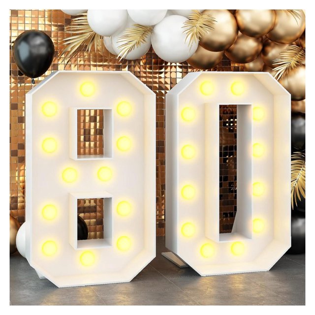 4ft Marquee Light up Numbers 80 Mosaic Numbers Frame for 80th Birthday ...