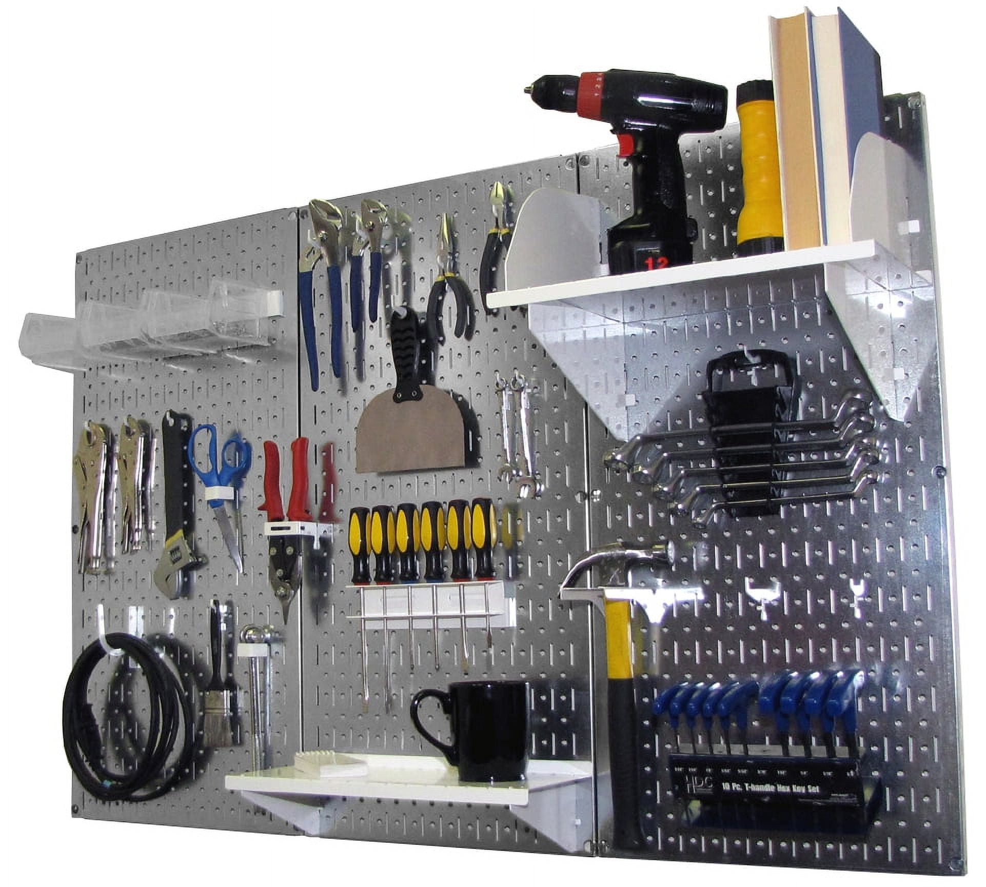 4ft Metal Pegboard Standard Tool Storage Kit - Galvanized Metallic ...