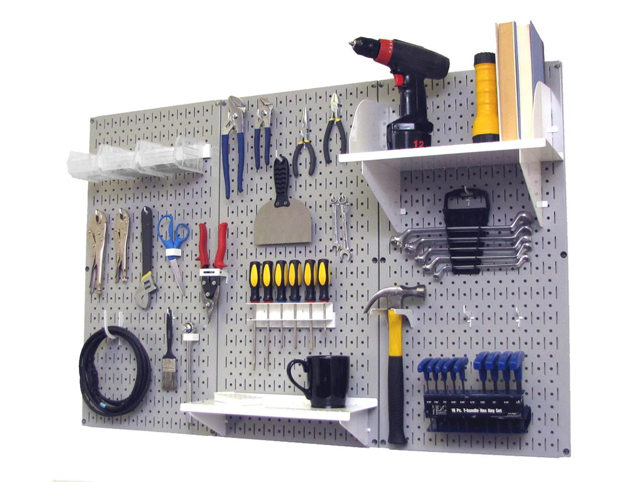 4ft Metal Pegboard Standard Tool Storage Kit - Gray Toolboard & White ...