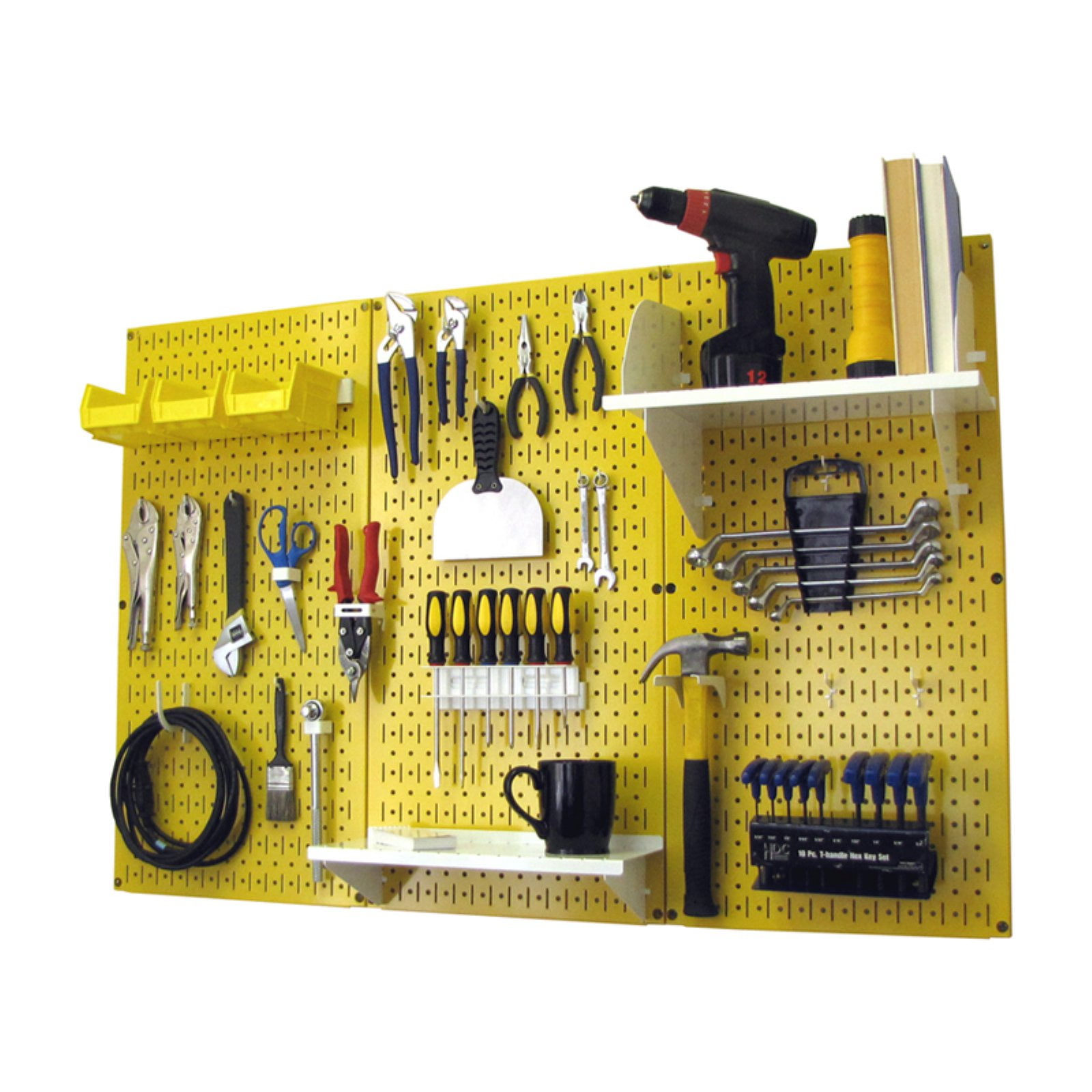 4ft Metal Pegboard Standard Tool Storage Kit - Yellow Toolboard & White ...