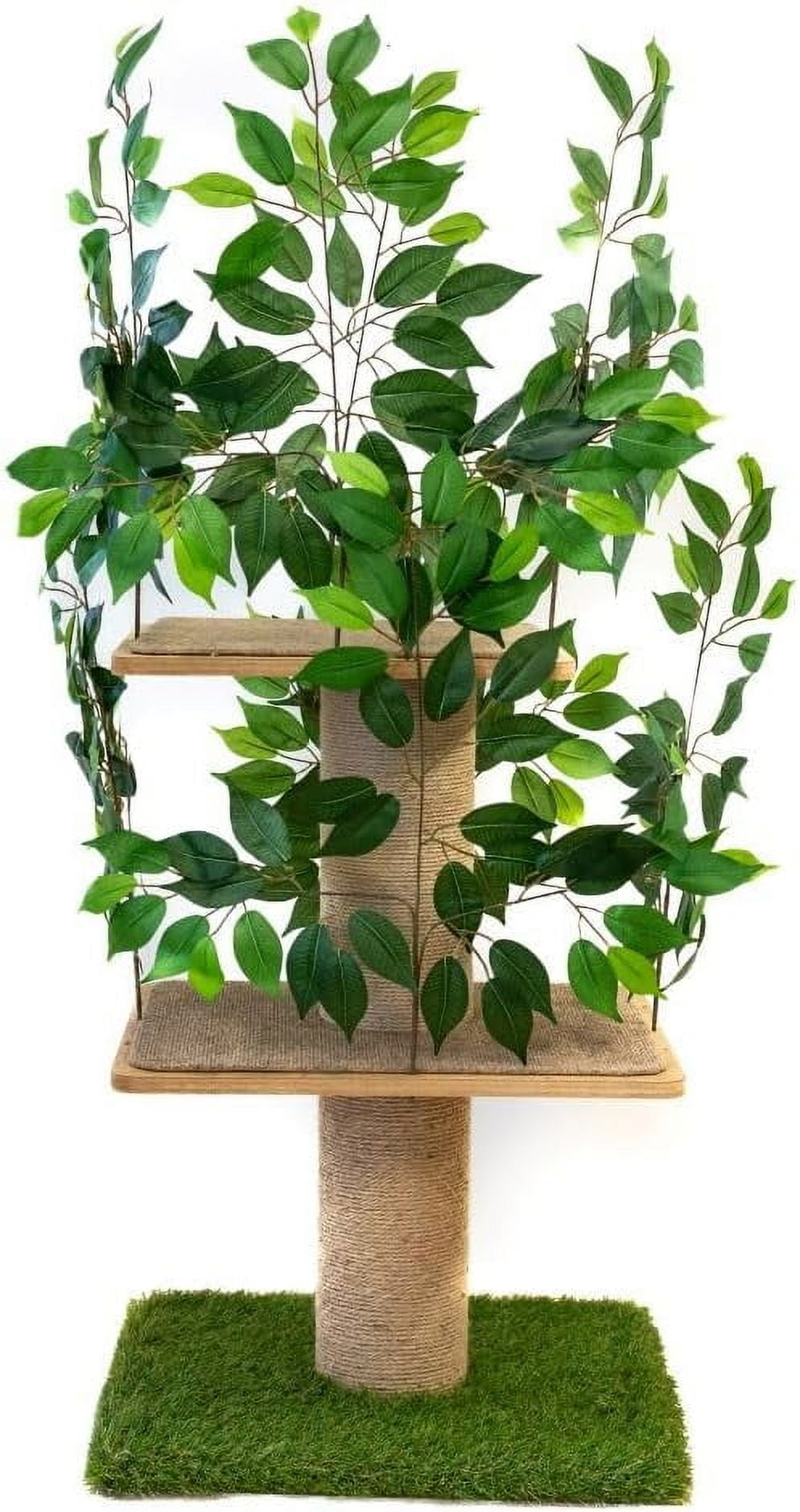 4ft Minimal Cat Scratching Tree with Leaves - Indoor Cat Tower, Tree ...