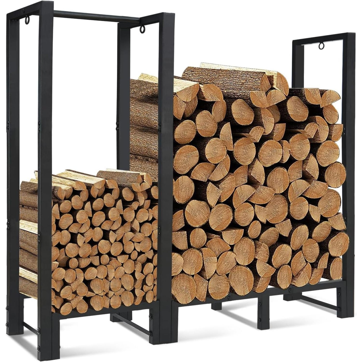 4ft Outdoor Indoor Firewood Rack Holder for Fireplace Wood, Heavy Duty ...