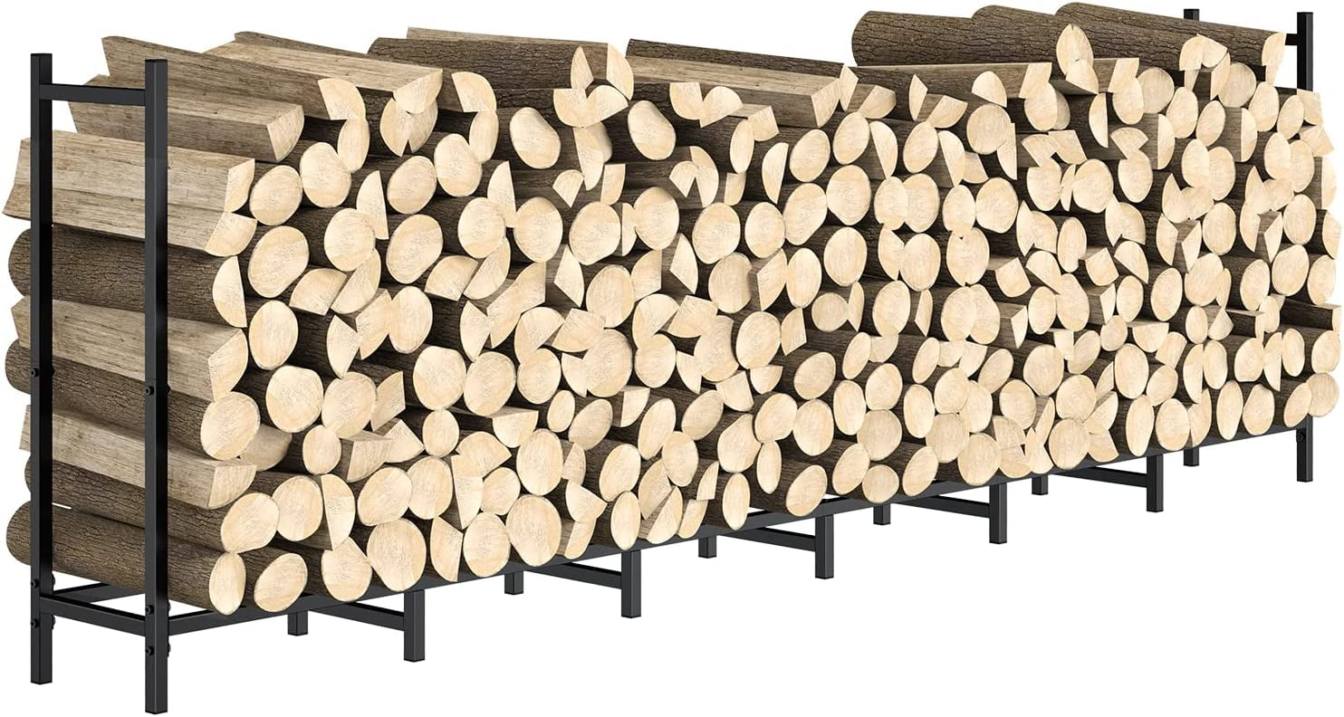 4ft Outdoor Indoor Firewood Rack Holder for Fireplace Wood Storage ...
