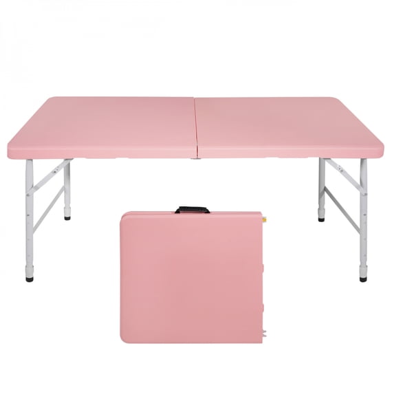 4ft Pink Portable Folding Table 297LBS(135KG) Load Capacity Iron ...