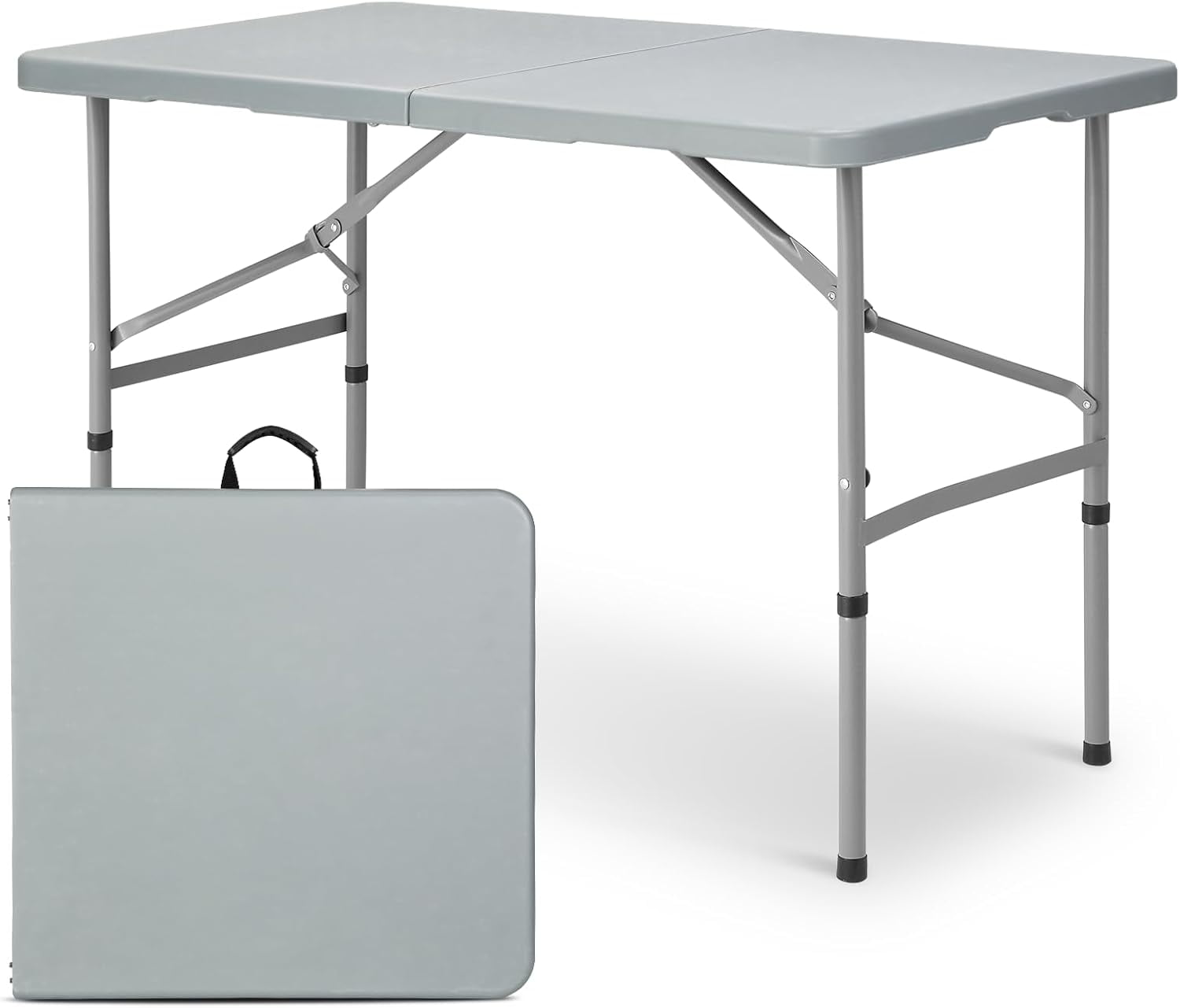 4ft Plastic Folding Table, Indoor Outdoor Collapsible Portable Dining ...