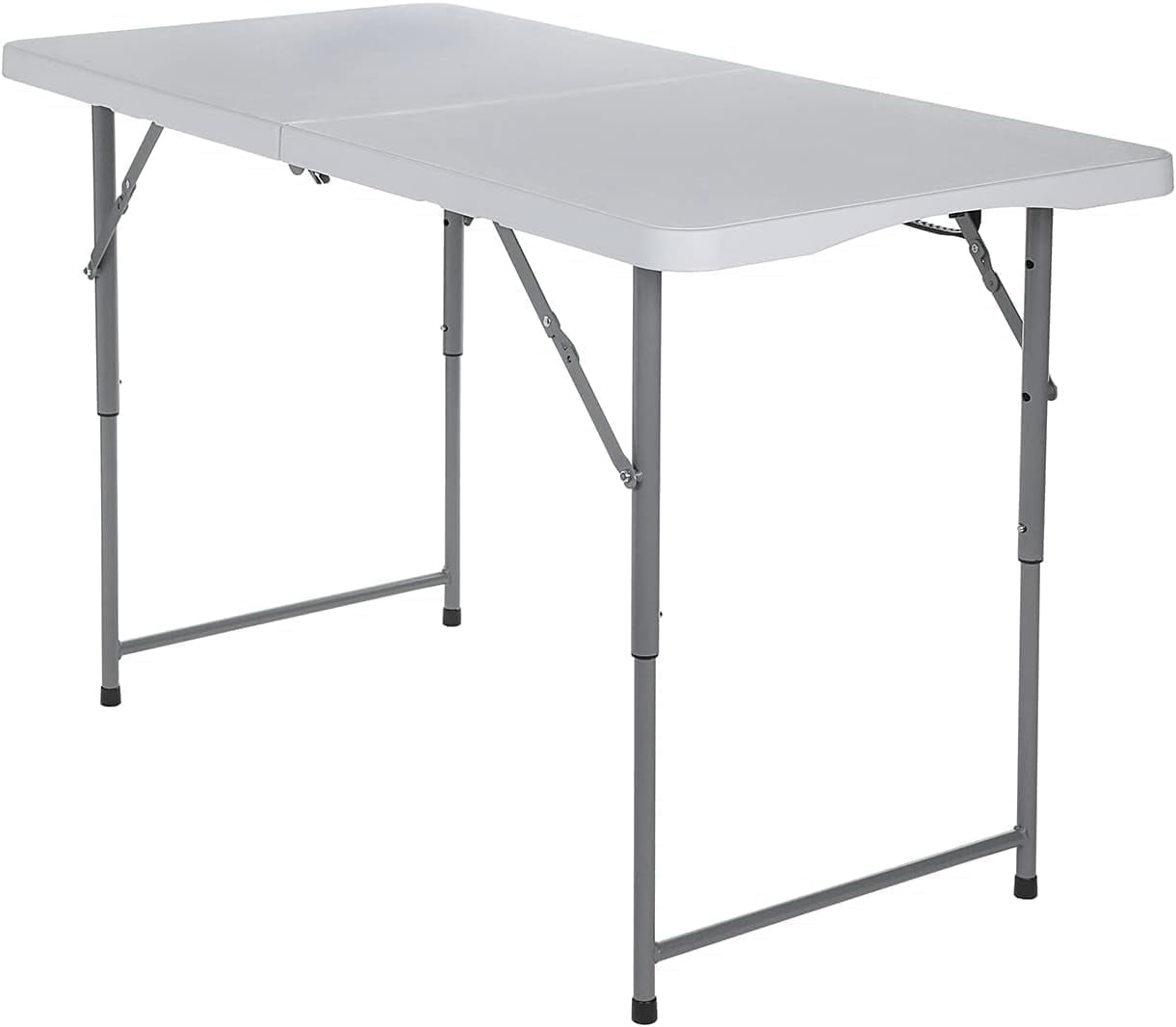 4ft Plastic Folding Table, Indoor Outdoor Heavy Duty Portable Handle ...