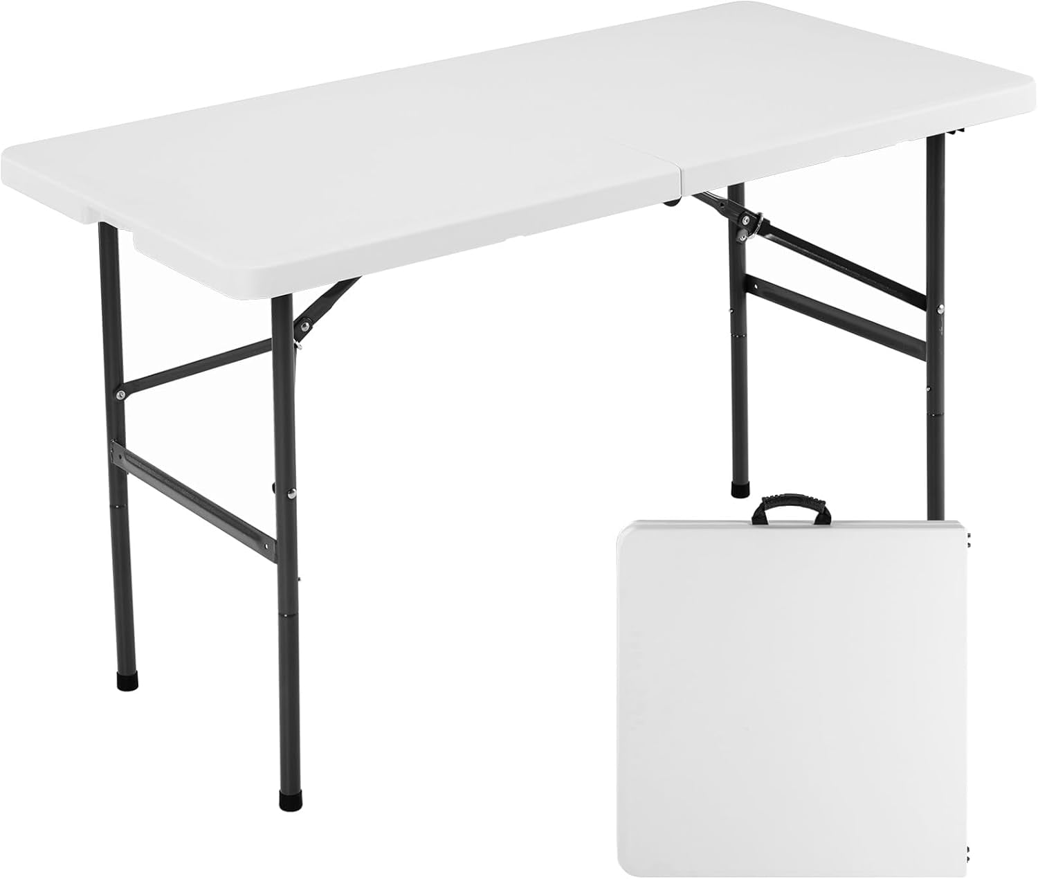 4ft Plastic Folding Table Outdoor Indoor Heavy Duty Portable Desk with ...