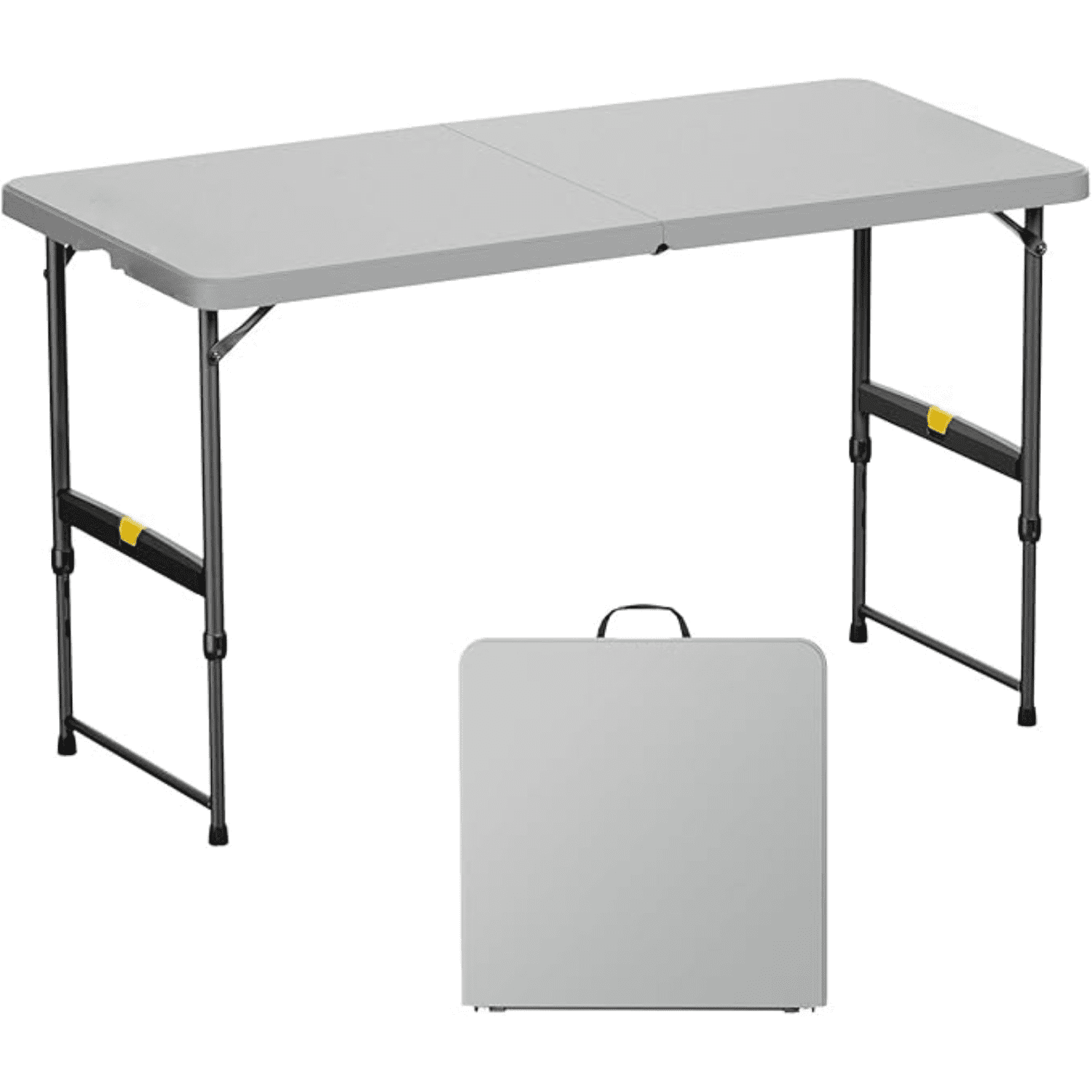 4ft Portable Folding Table, One-Handed Height Adjustment, 4 Heights ...