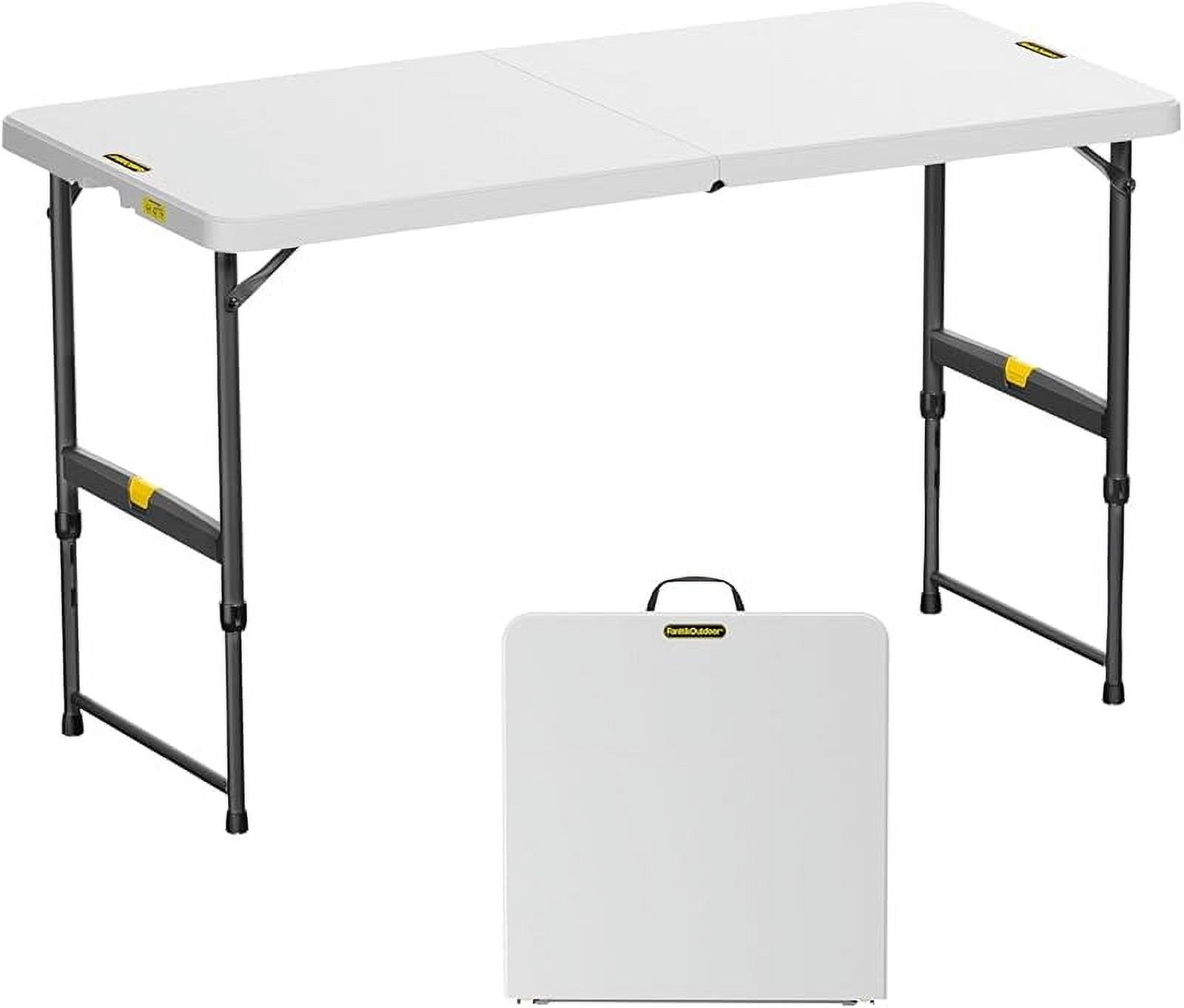 4ft Portable Folding Table, One-Handed Height Adjustment, 4 Heights ...