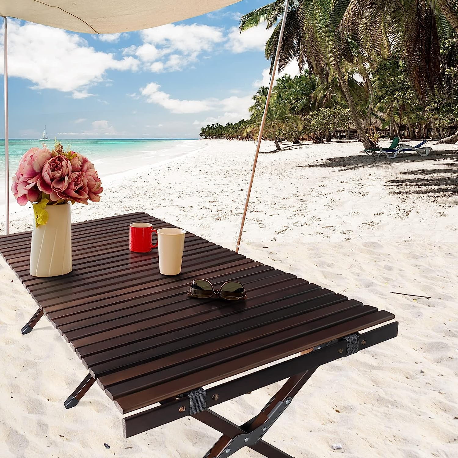 4ft Portable Picnic Table, Folding Wooden Camping Table with Bag ...