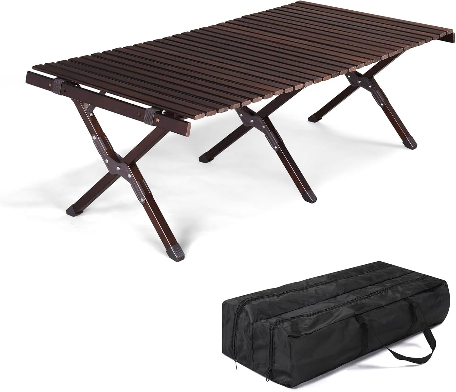 4ft Portable Picnic Table, Folding Wooden Camping Table with Bag ...