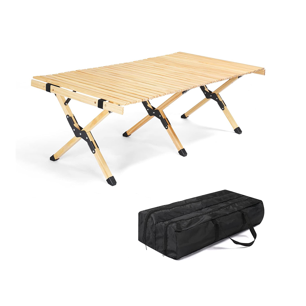 4ft Portable Picnic Table, Height Adjustable Rolling Table, Folding ...