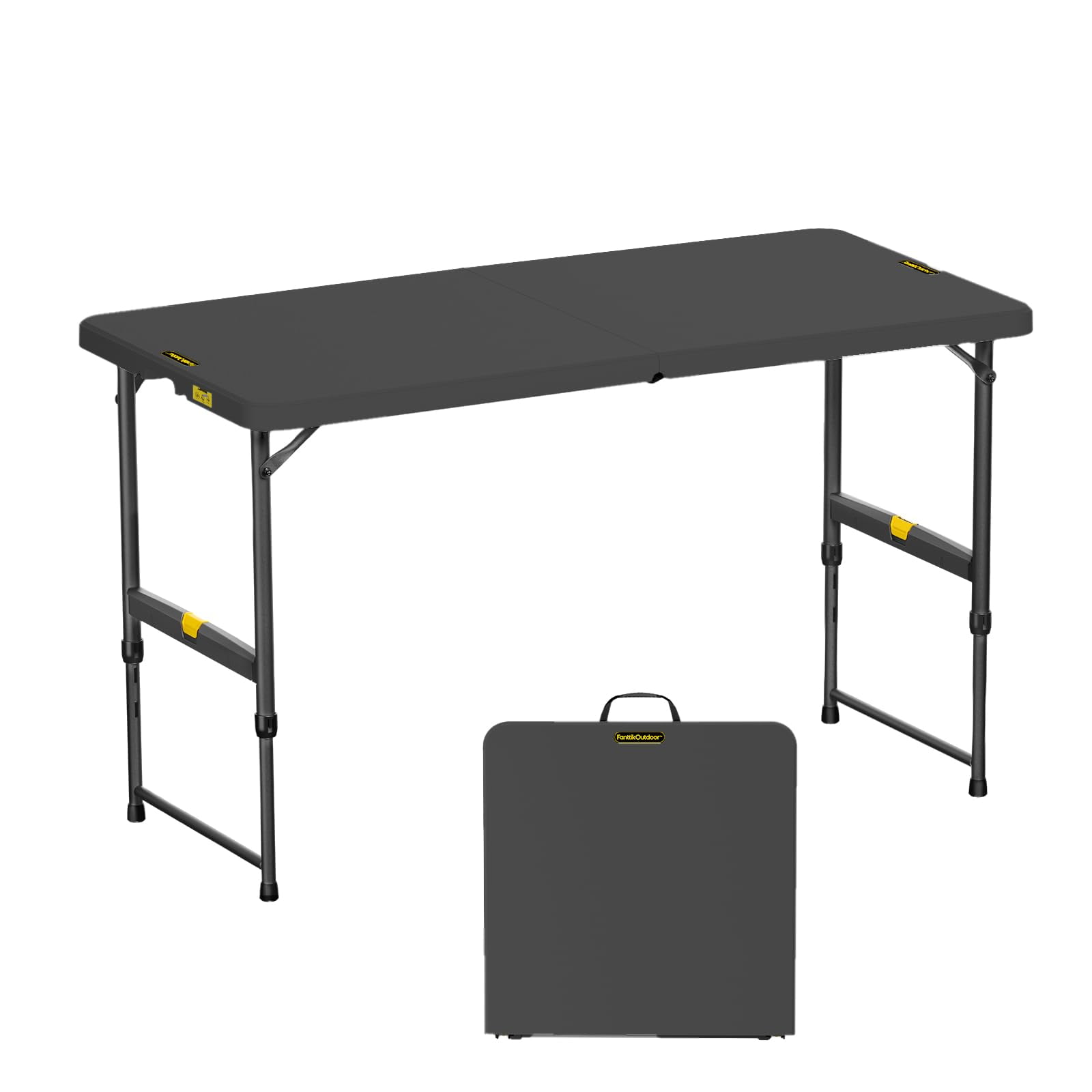 4ft Portable Utility Table with One-Handed Height Adjustment, 4 Height ...
